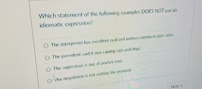 Solved Which statement of the following examples DOES NOT | Chegg.com