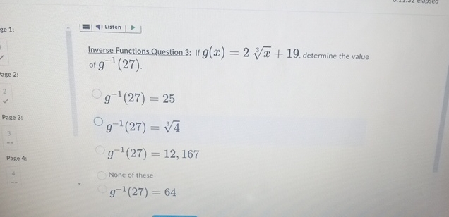 Solved Inverse Functions Question 3: If g(x)=2x3+19, | Chegg.com Solved Inverse Functions Question 3: If g(x)=2x3+19, | Chegg.com