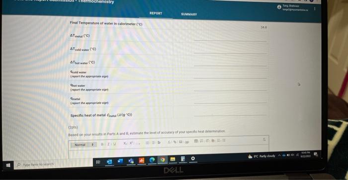 Report Sheet Part A: Enthalpy of neutralization | Chegg.com