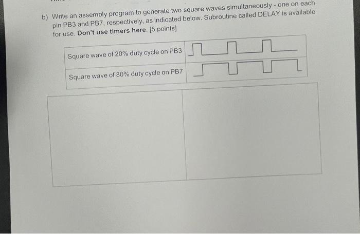 Solved b) Write an assembly program to generate two square | Chegg.com
