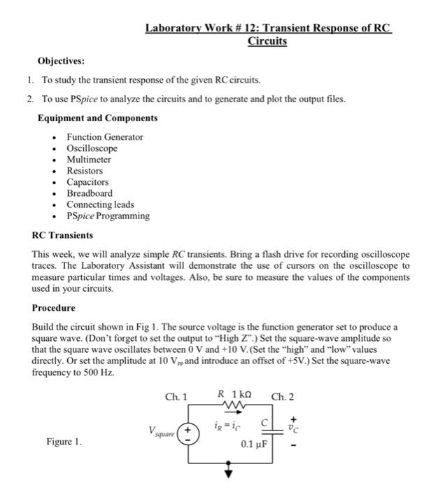Solved Laboratory Work # 12: Transient Response of RC | Chegg.com