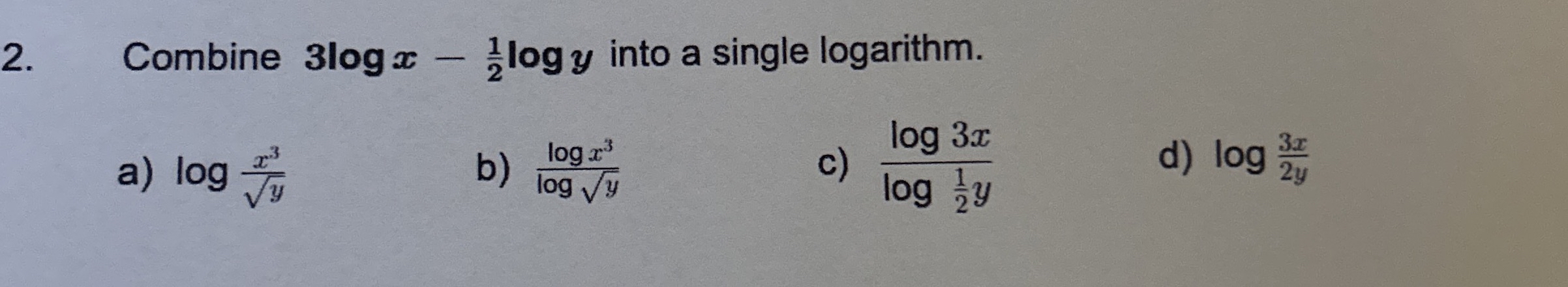 Solved Combine 3logx-12logy ﻿into a single | Chegg.com