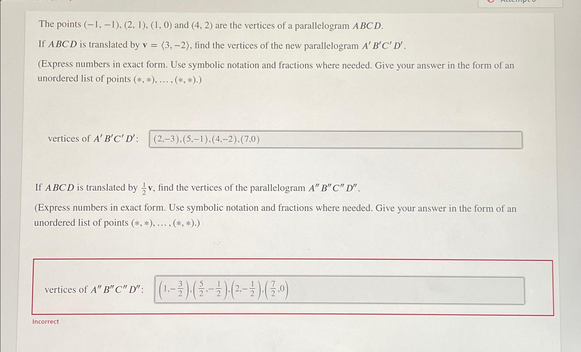 Solved The points (-1,-1),(2,1),(1,0) ﻿and (4,2) ﻿are the | Chegg.com