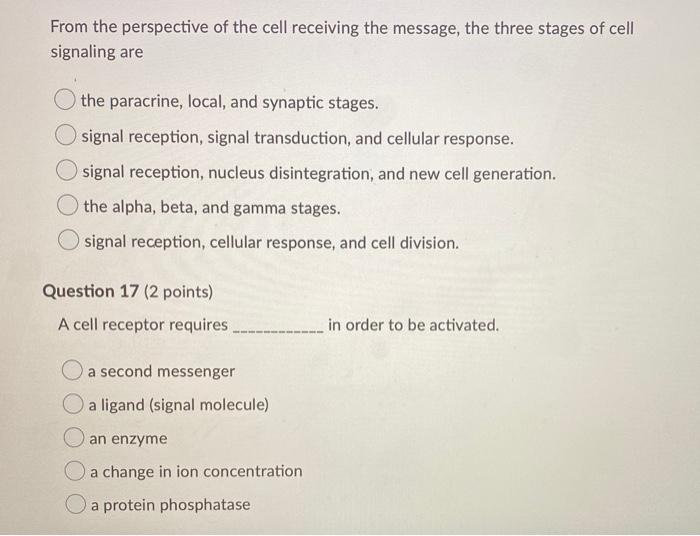 Solved From the perspective of the cell receiving the | Chegg.com