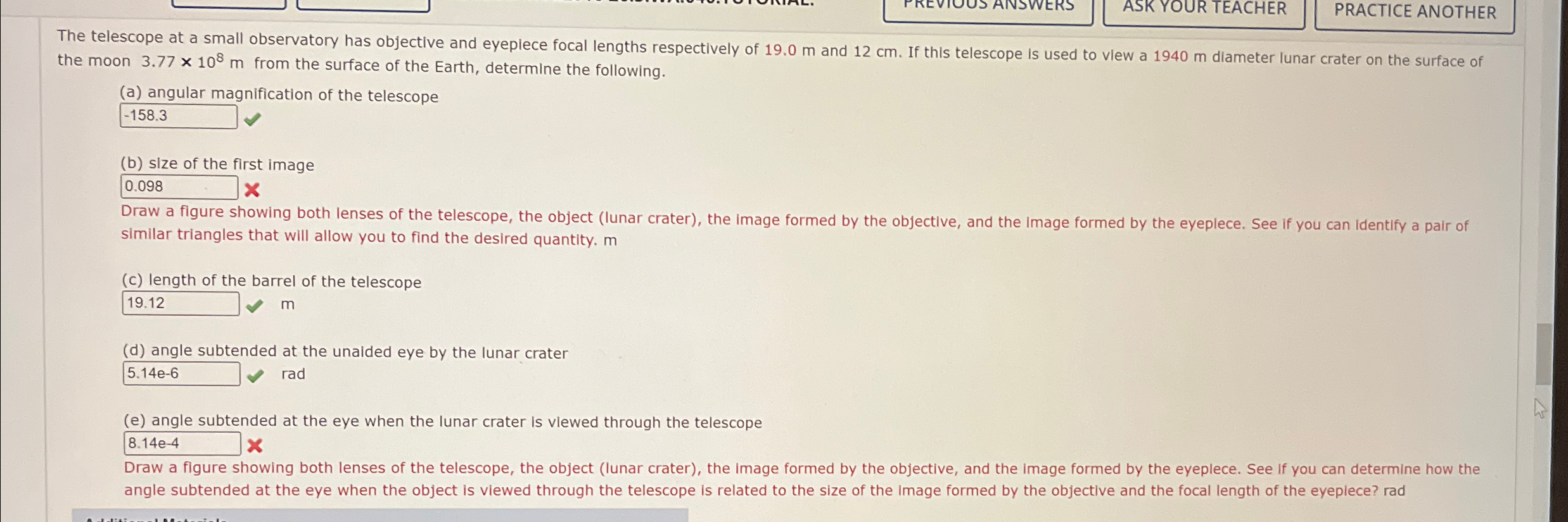 Solved 26.11 ﻿The telescope at a small observatory has | Chegg.com