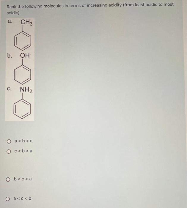 Solved Rank the following molecules in terms of increasing | Chegg.com