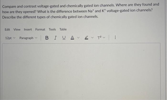 Solved Compare and contrast voltage-gated and chemically | Chegg.com