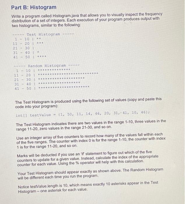 Solved Part B: Histogram Write a program called | Chegg.com