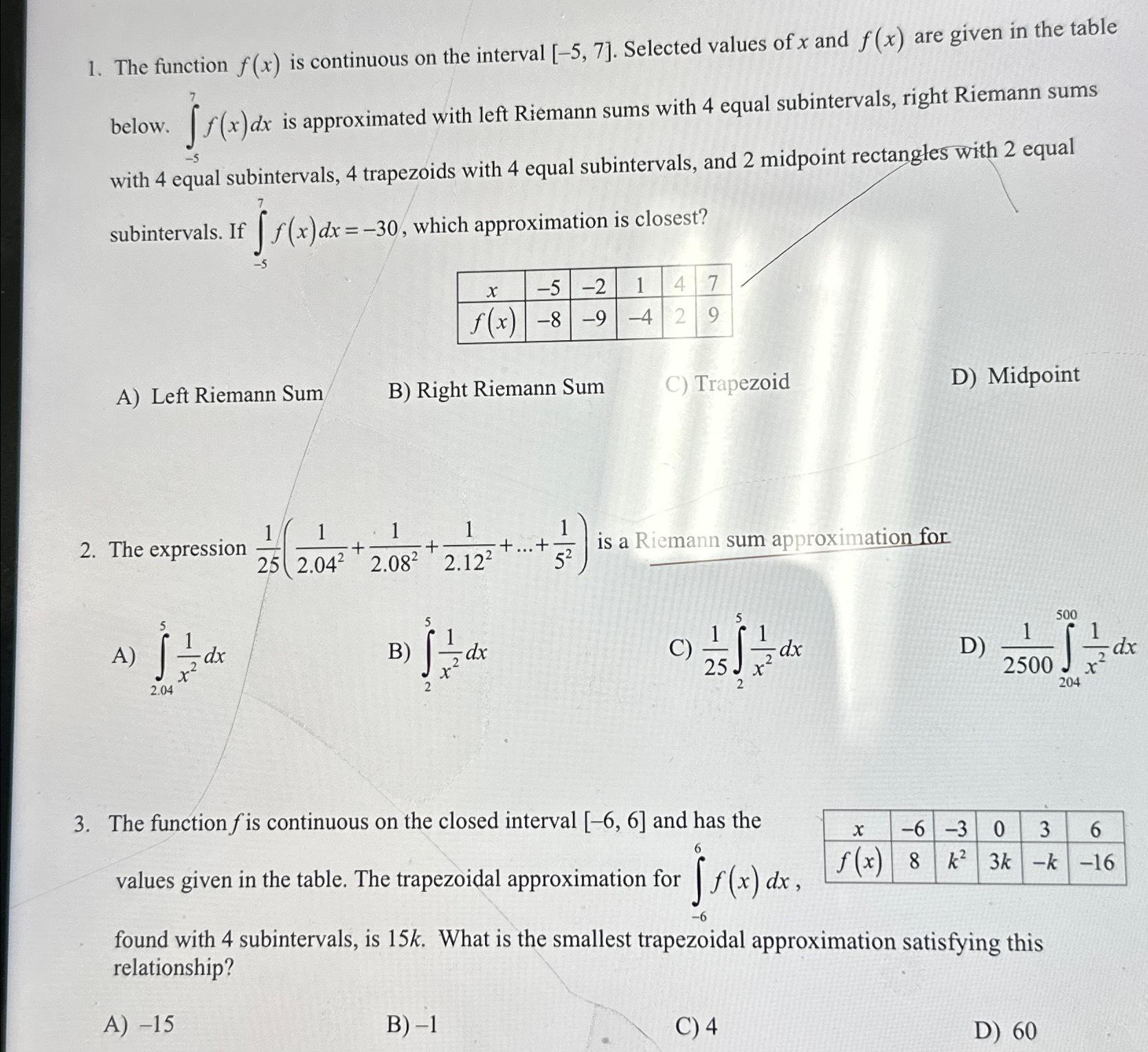 Solved The function f(x) ﻿is continuous on the interval | Chegg.com