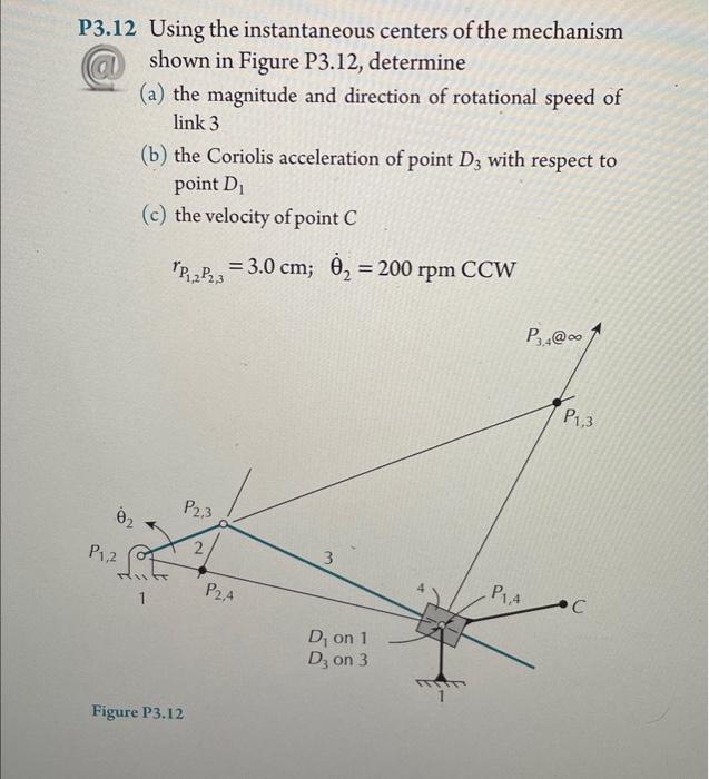 Solved P3.12 Using the instantaneous centers of the | Chegg.com