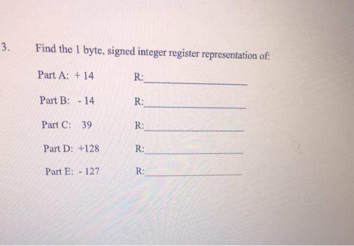 Solved 3 . Find the 1 byte, signed integer register | Chegg.com