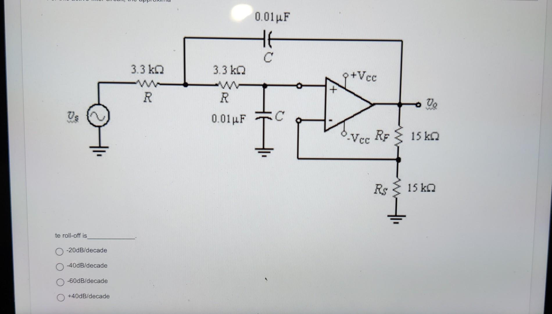 Solved te roll-on is -20dB/decade -40dB/decade −60 dB/ | Chegg.com