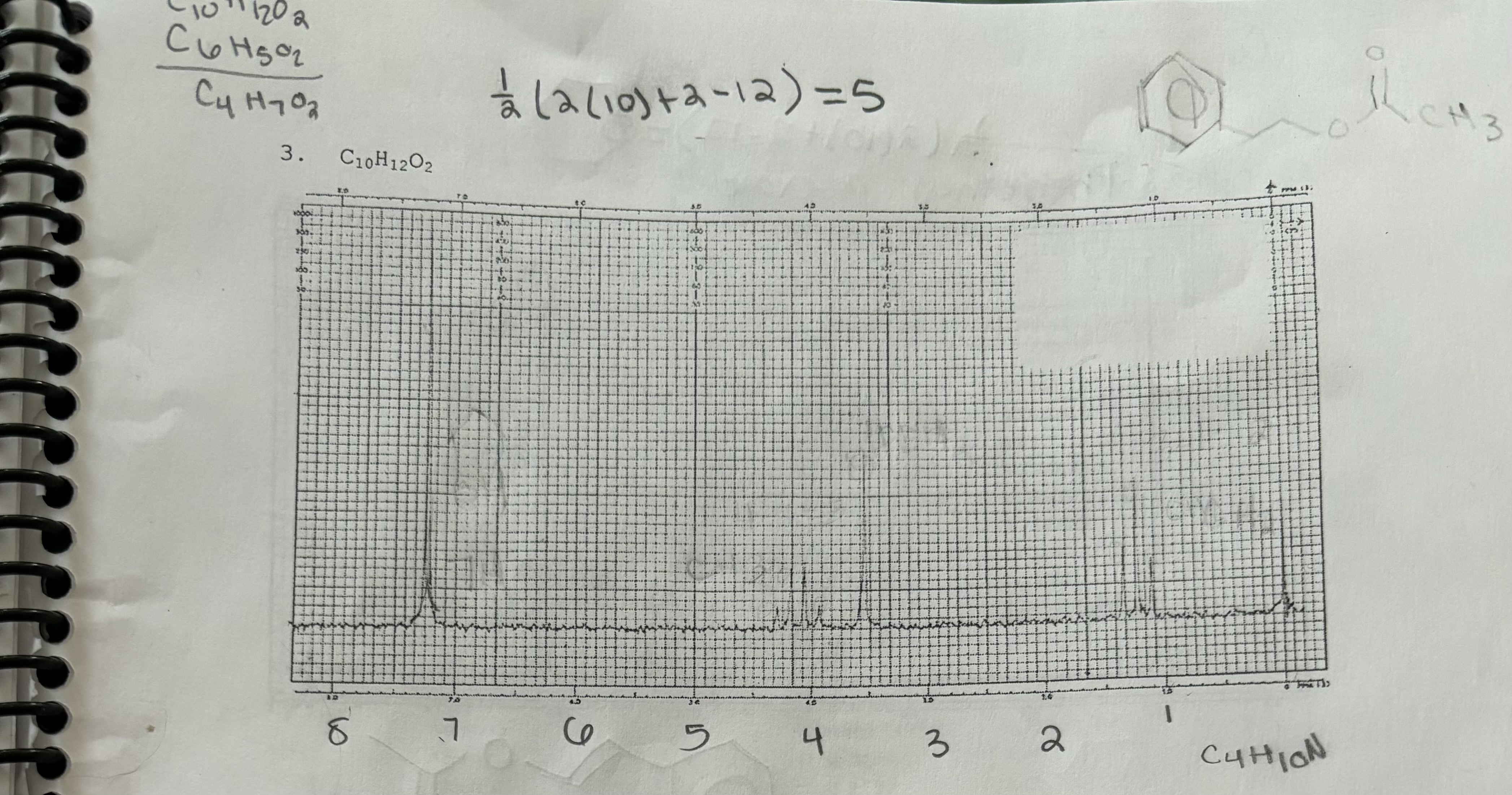 Solved C10H12O2 C6H5O2C4H7O212(2(10)+2-12)=5NMR spectrumWhat | Chegg.com