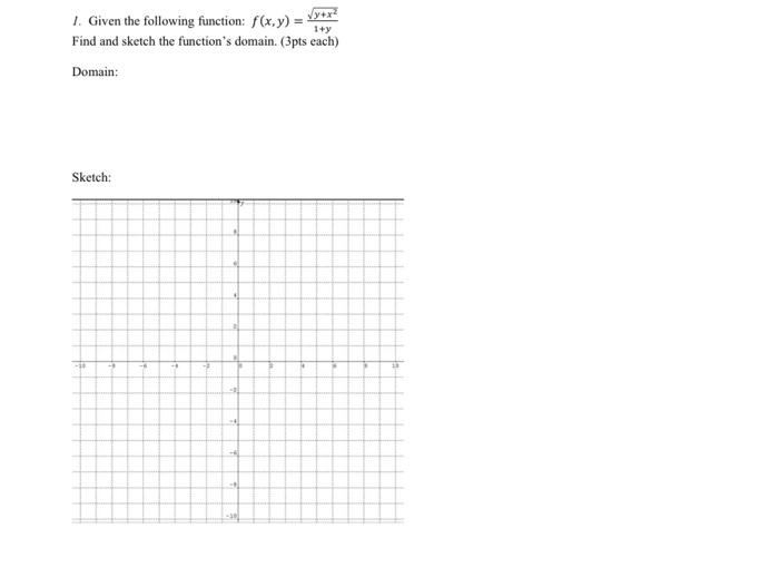 Solved 1 Given The Following Function Fxy1yyx2 Find 