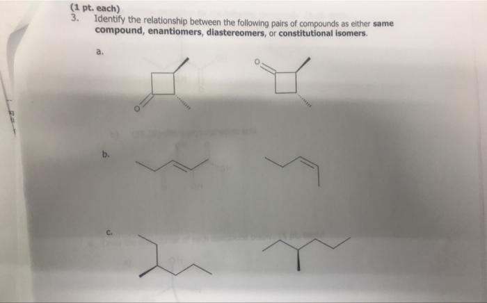 Solved (1 pt. each) 3. Identify the relationship between the | Chegg.com