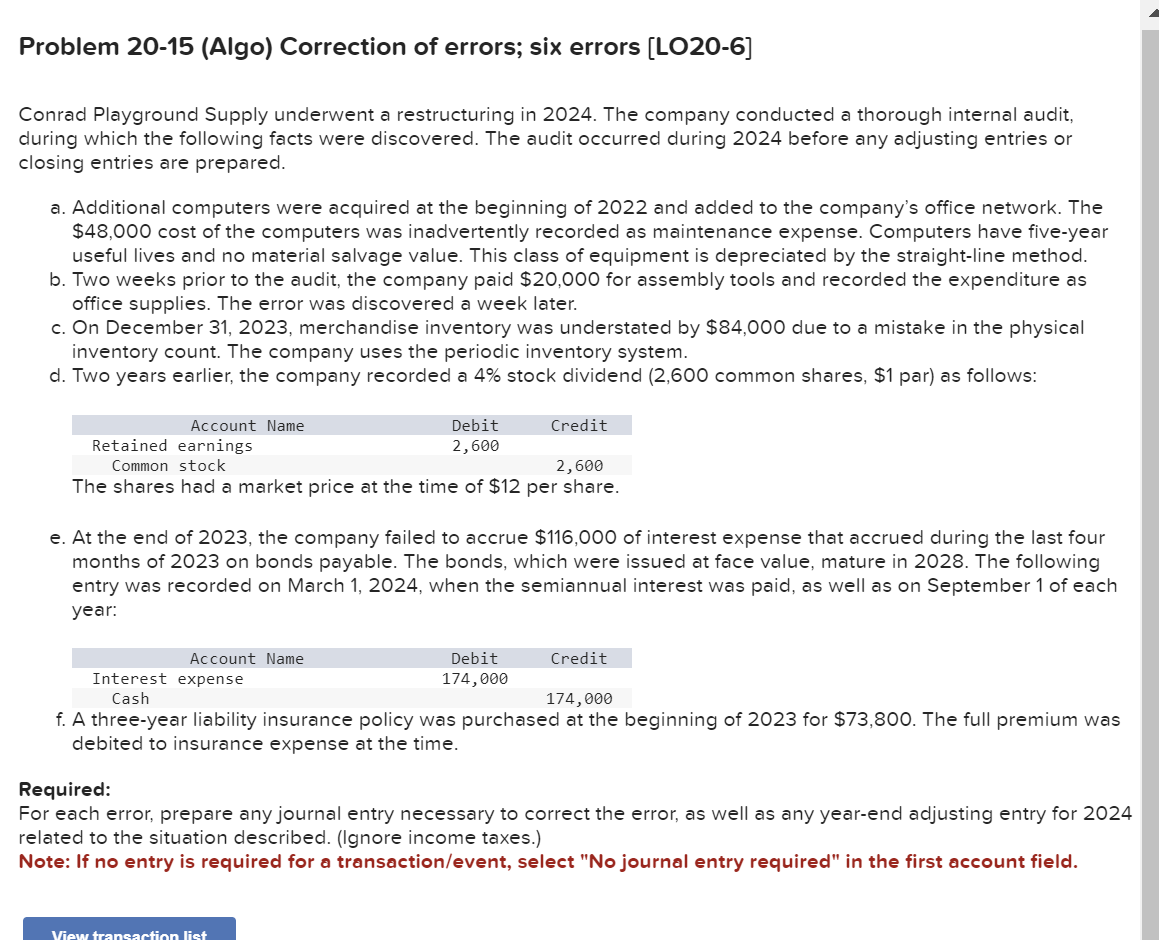 Solved Problem 20 15 Algo ﻿correction Of Errors Six 