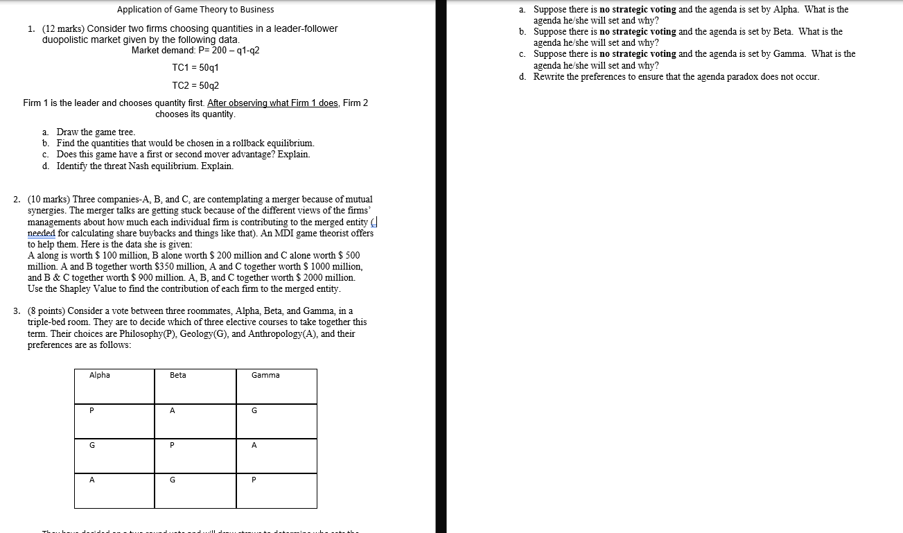 Solved a. ﻿Suppose there is no strategic voting and the | Chegg.com