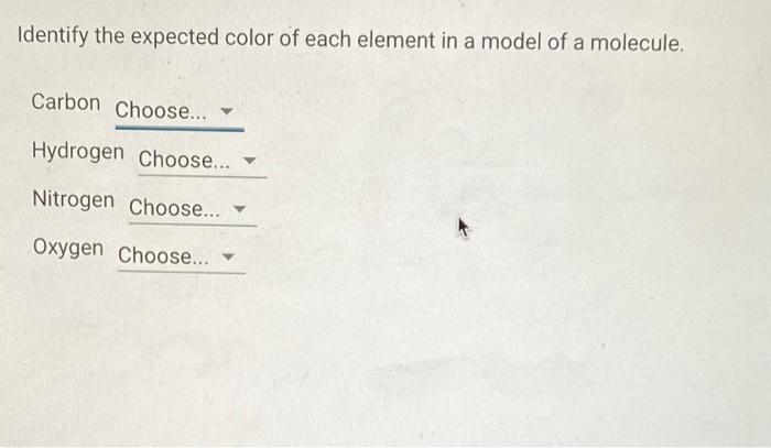 Solved Identify the expected color of each element in a | Chegg.com