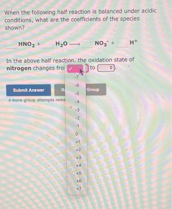 Solved When the following half reaction is balanced under | Chegg.com
