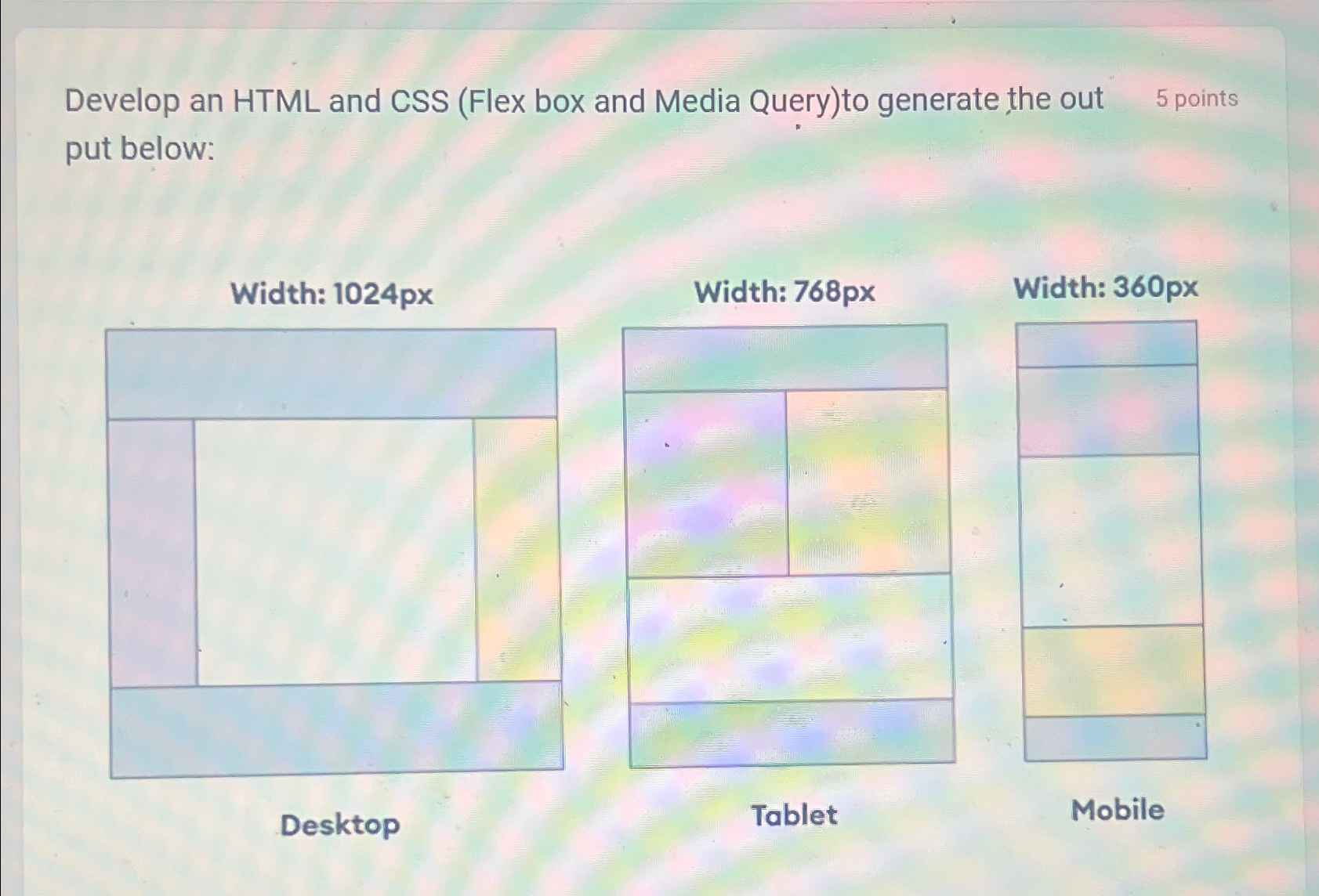 Solved Develop an HTML and CSS (Flex box and Media Query)to | Chegg.com