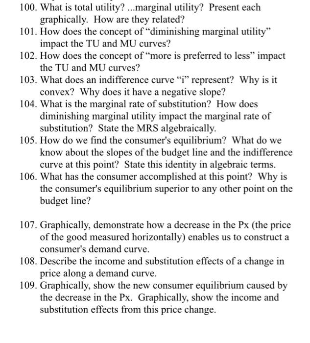 Solved 100. What is total utility? ...marginal utility? | Chegg.com