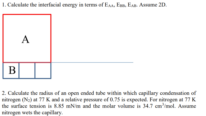 Solved Calculate the interfacial energy in terms of | Chegg.com
