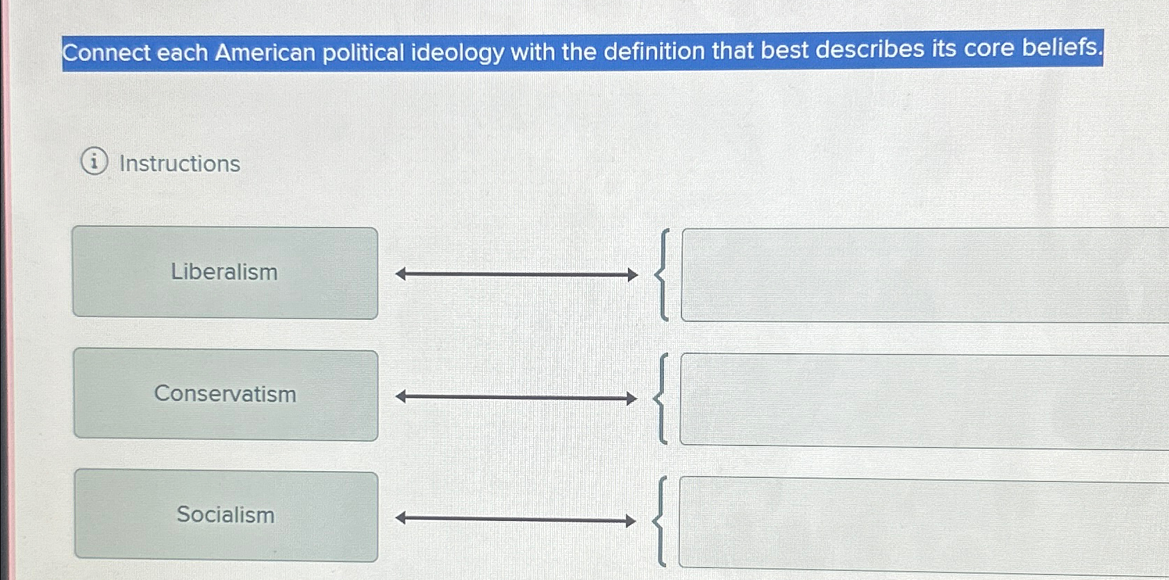 Solved Connect each American political ideology with the | Chegg.com