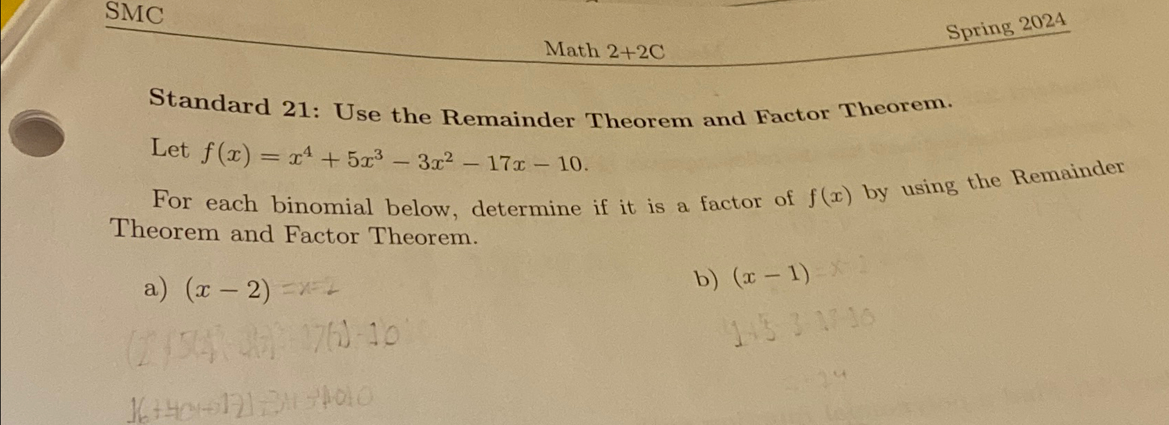 Solved Math 2+2CSpring 2024Standard 21: Use the Remainder | Chegg.com