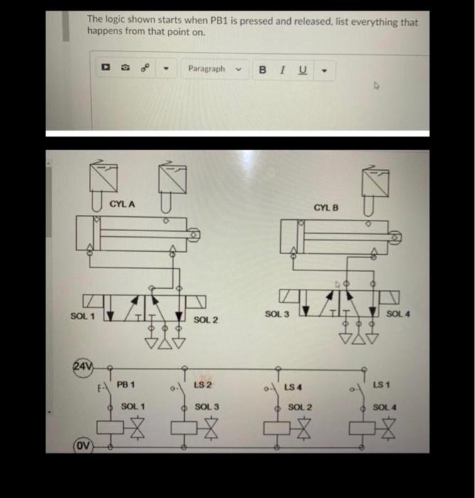 Solved The logic shown starts when PB1 is pressed and | Chegg.com
