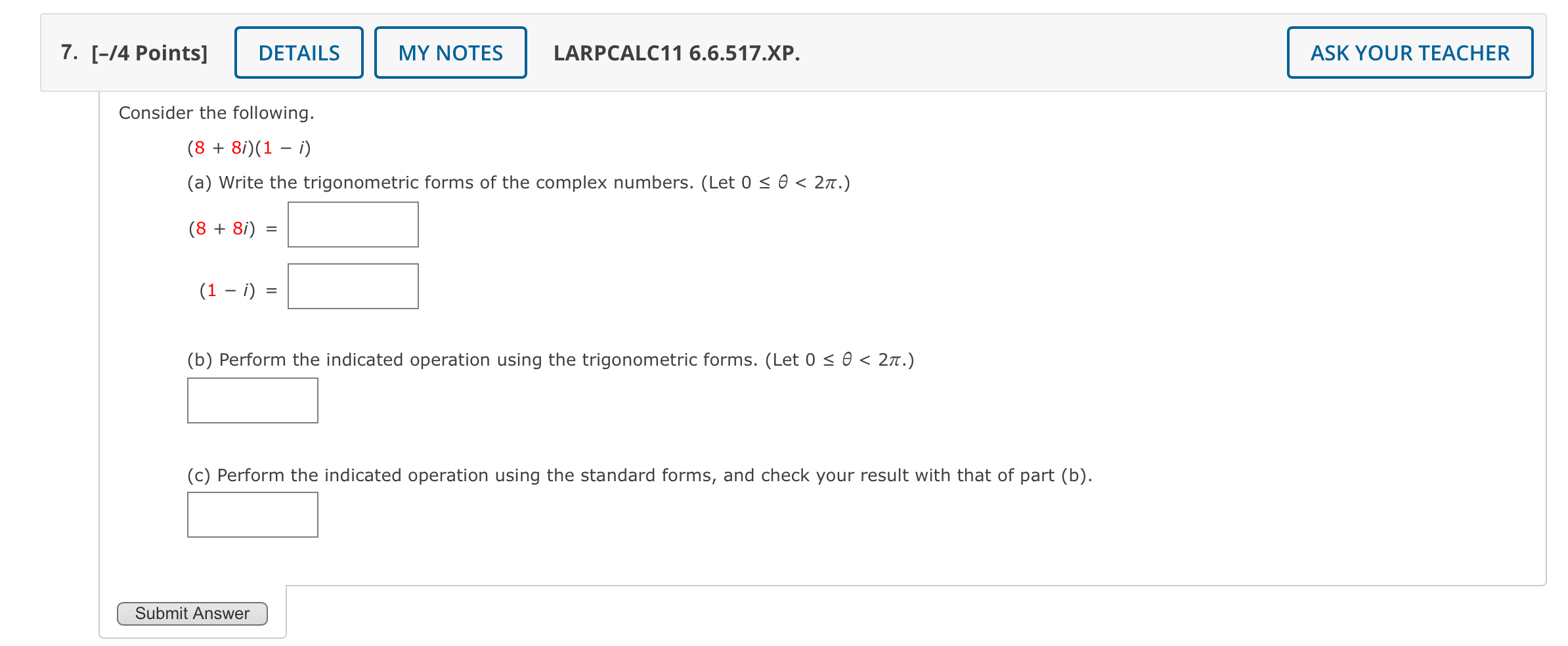 Solved [-/4 ﻿Points]LARPCALC11 6.6.517.XP.Consider the | Chegg.com