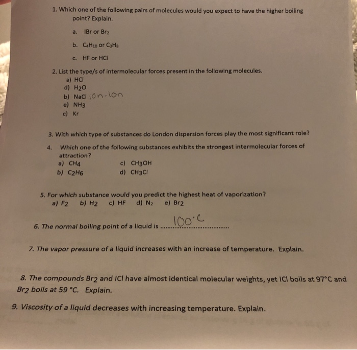 Solved 1. Which one of the following pairs of molecules | Chegg.com