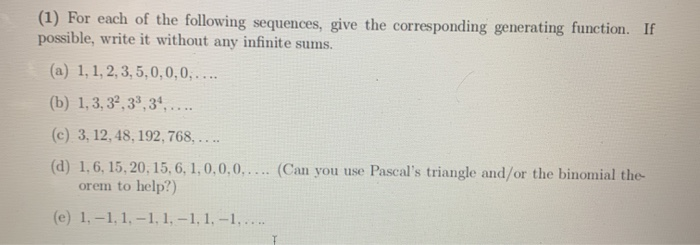 Solved 1 For Each Of The Following Sequences Give The 