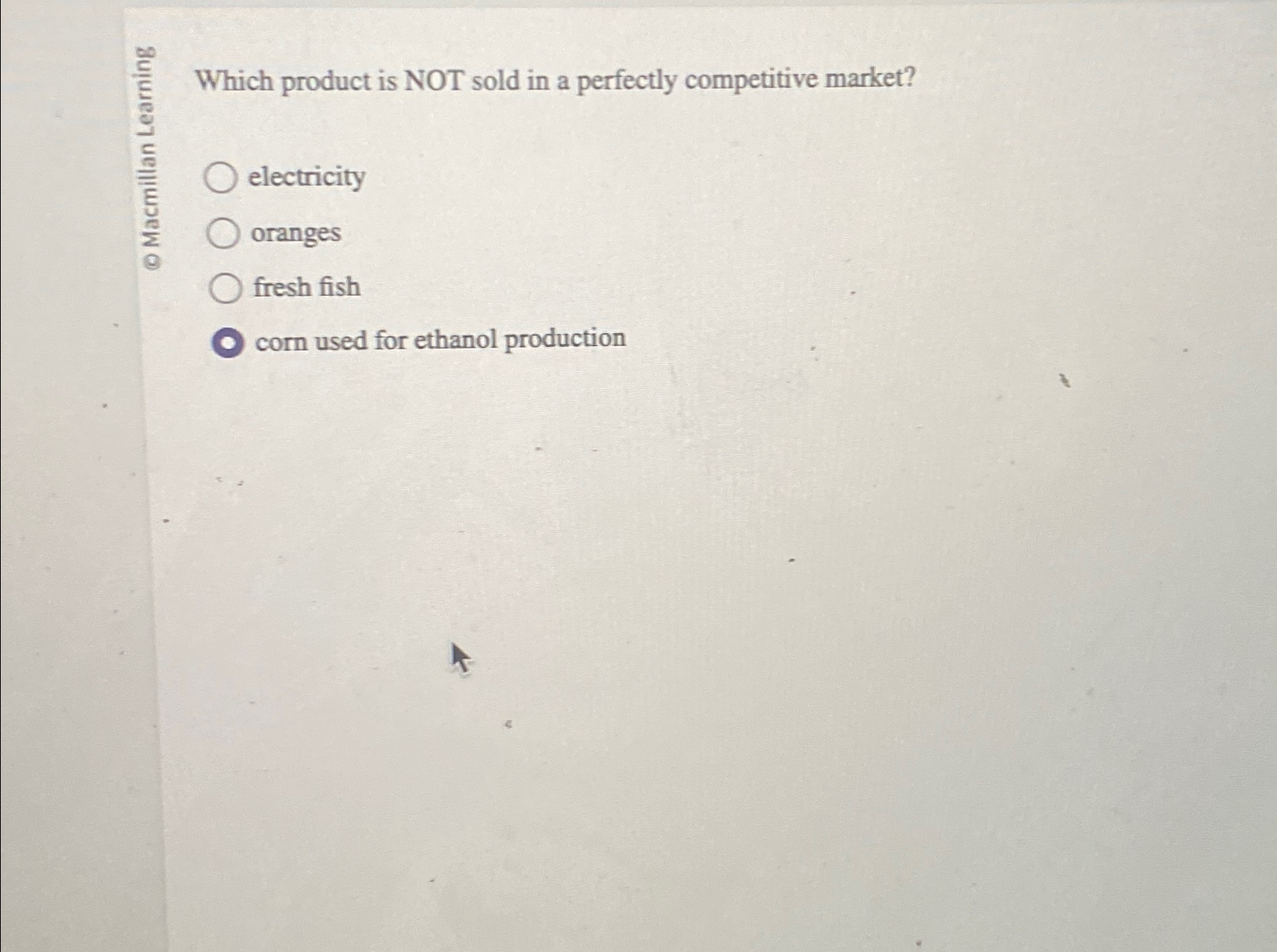 Solved Which product is NOT sold in a perfectly competitive | Chegg.com