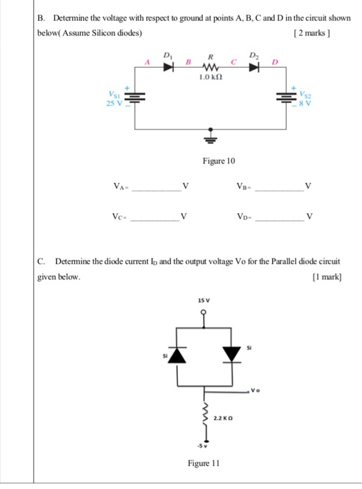 Solved B. Determine the voltage with respect to ground at | Chegg.com
