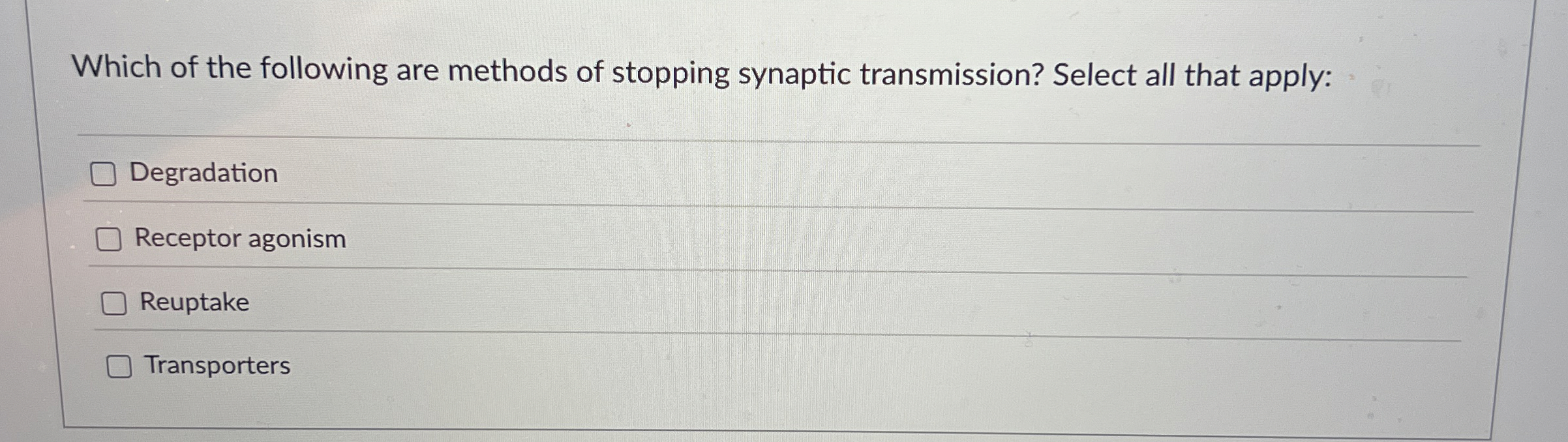 Solved Which of the following are methods of stopping | Chegg.com