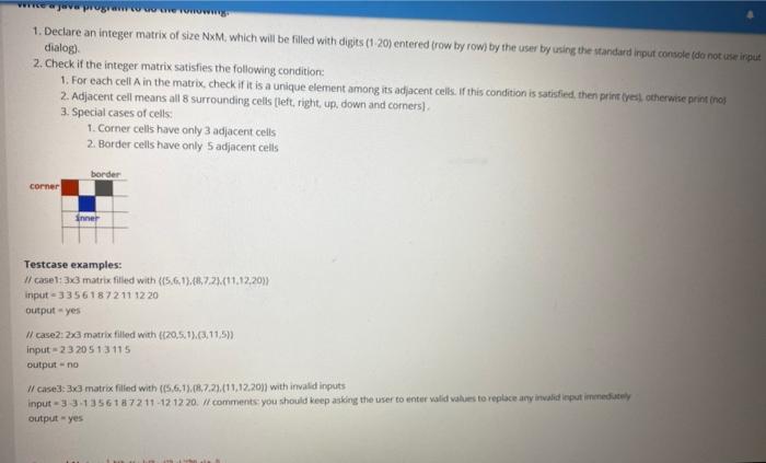 Solved WWW Www 1. Declare an integer matrix of size NxM, | Chegg.com