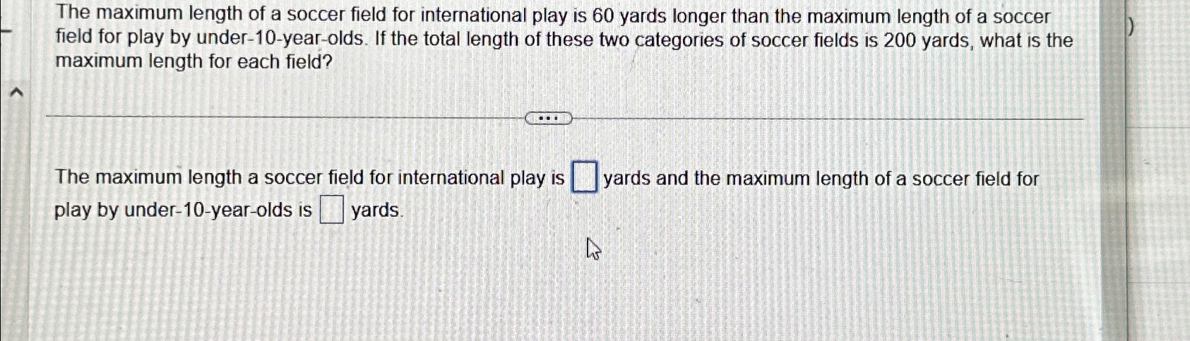 Solved The maximum length of a soccer field for | Chegg.com