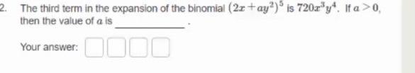 Solved The third term in the expansion of the binomial | Chegg.com