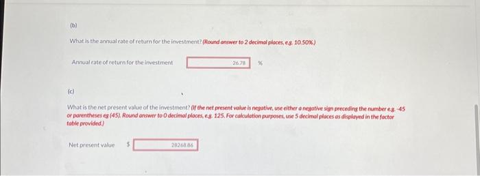 Solved (b) What is the annual rate of return for the | Chegg.com