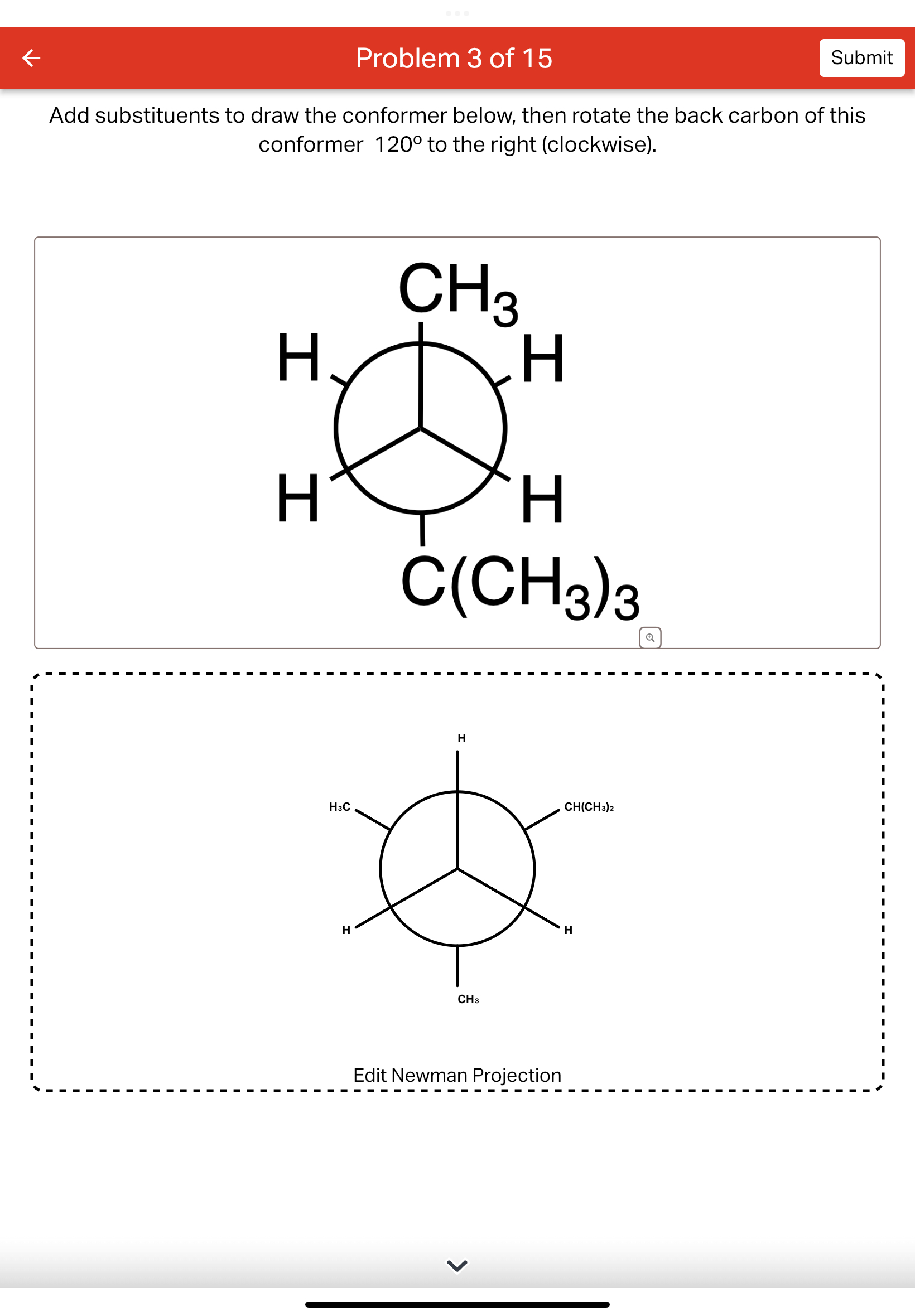 Add substituents to draw the conformer below, then | Chegg.com