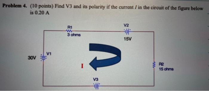 Problem 4. ( 10 points) Find V3 and its polarity if | Chegg.com