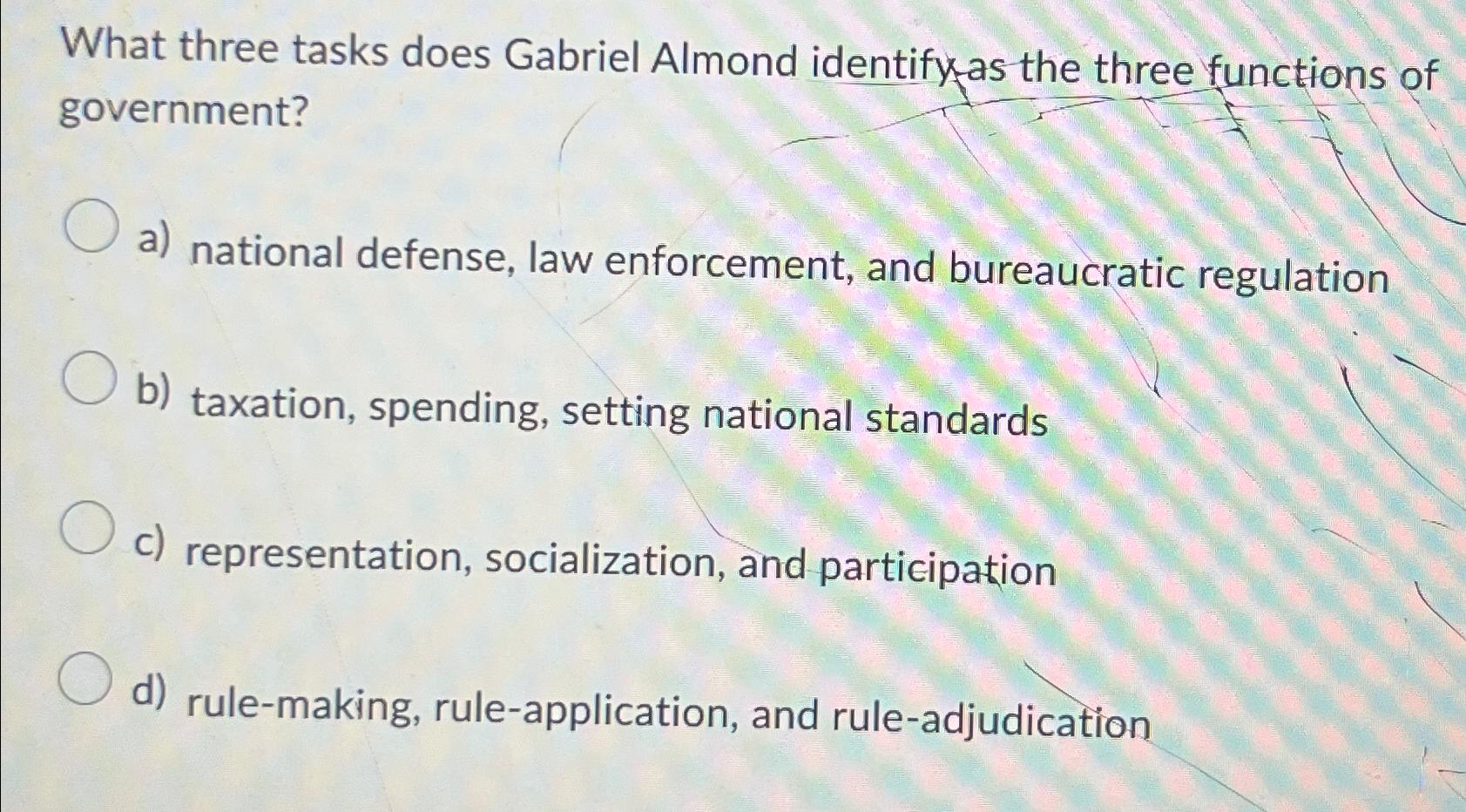 Solved What three tasks does Gabriel Almond identify-as the | Chegg.com