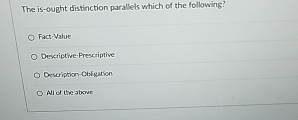 Solved The is-ought distinction parallels which of the | Chegg.com