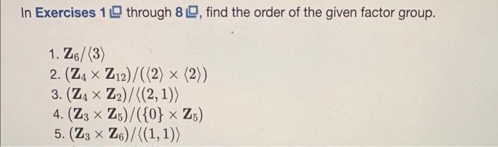 Solved In Exercises 1 through 8 , find the order of the | Chegg.com