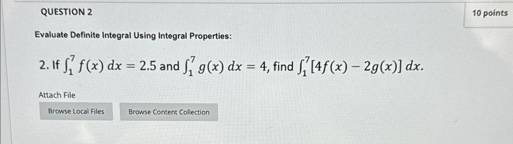 Solved QUESTION 210 ﻿pointsEvaluate Definite Integral Using | Chegg.com