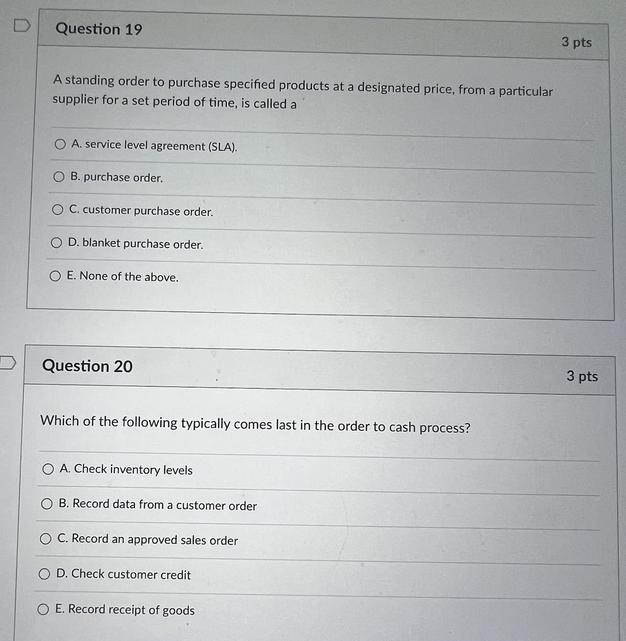 Solved Question 19A standing order to purchase specified | Chegg.com