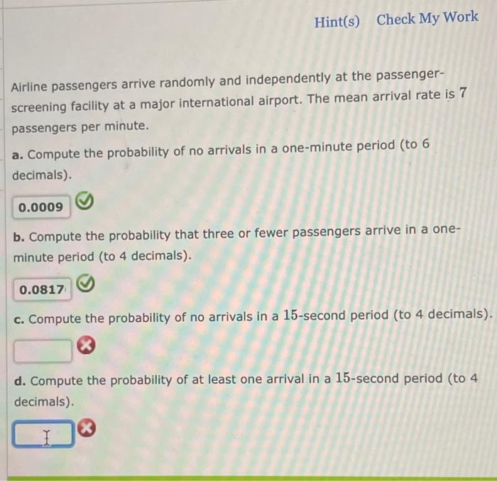 Solved Airline passengers arrive randomly and independently | Chegg.com