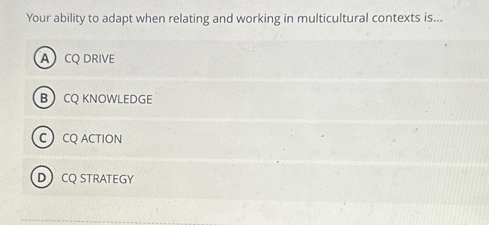 Solved Your ability to adapt when relating and working in | Chegg.com