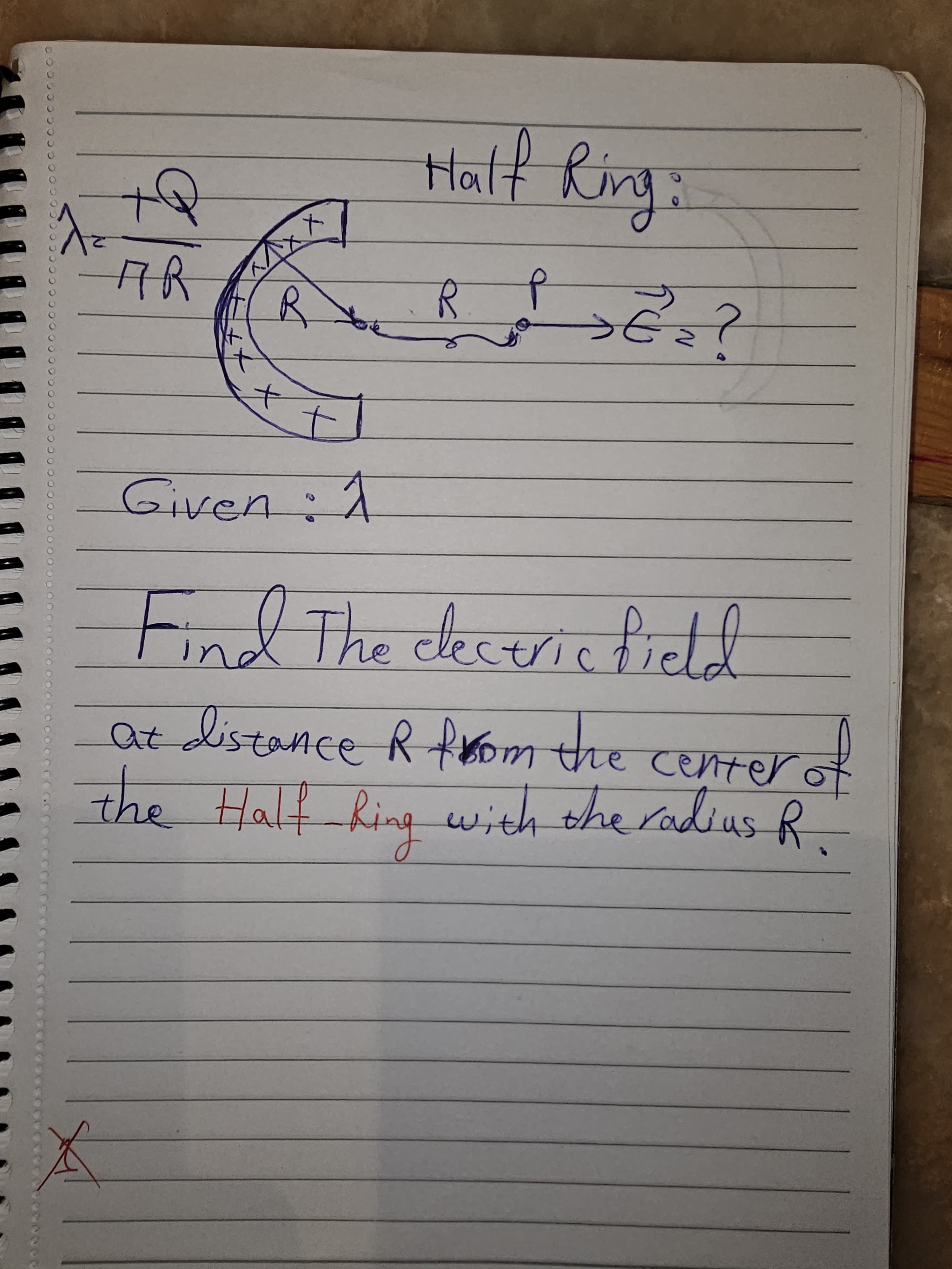 Solved Half Ring:→Rvec(E)z ? ﻿Given: λFind The electric | Chegg.com