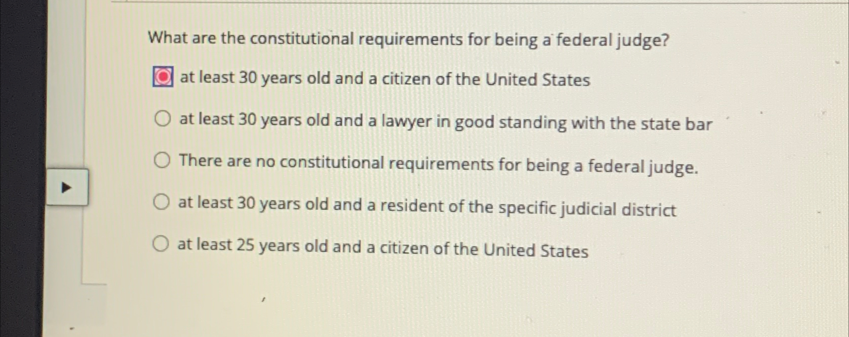 Solved What are the constitutional requirements for being a | Chegg.com